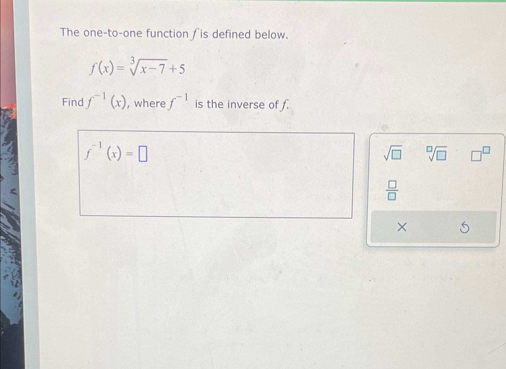 Solved The one-to-one function f ﻿is defined | Chegg.com