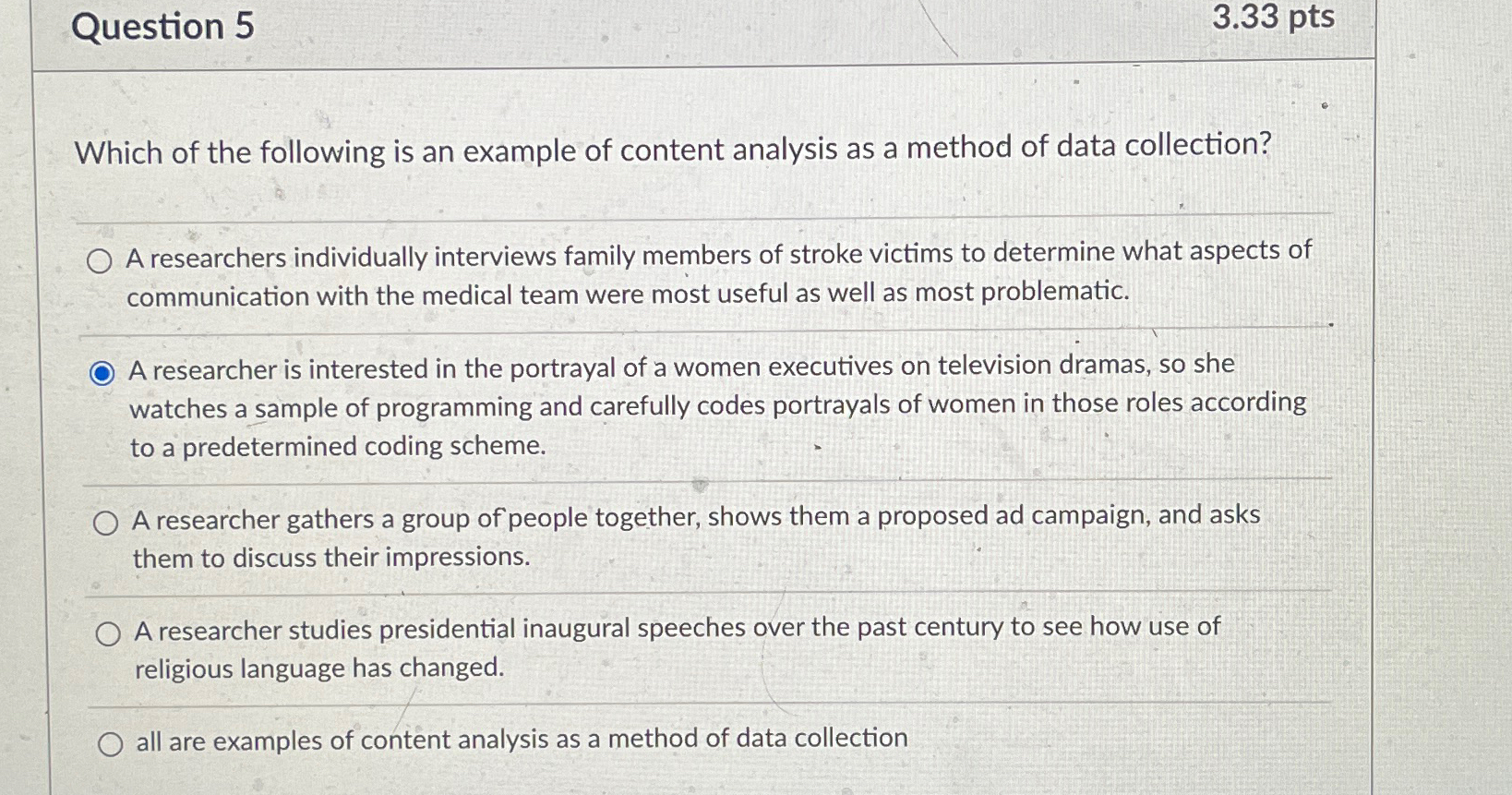 Solved Question 53.33ptsWhich of the following is an example | Chegg.com