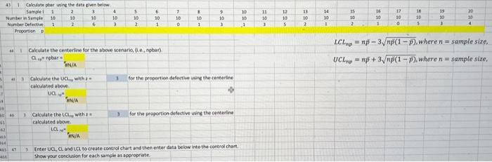 3 Enter UCL, CL and LCL to create control chart and | Chegg.com