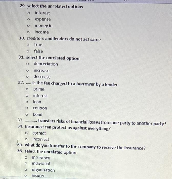 Solved Select the right option and give one word answer of | Chegg.com