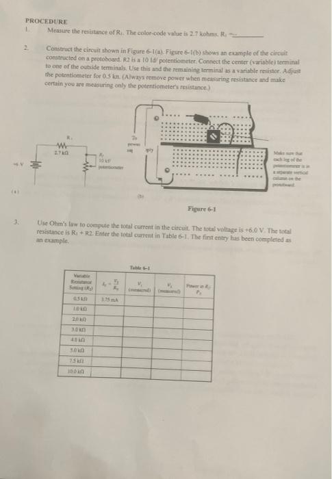 Solved PROCEDURE 1. Meause the retintance of Rr. T . The | Chegg.com