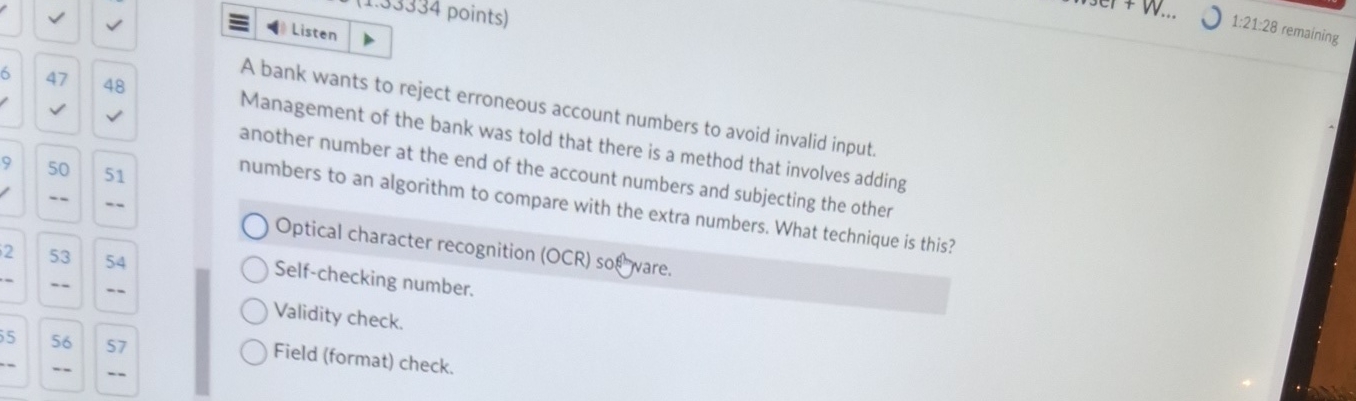 Solved Listen1:21:28 ﻿remainingA bank wants to reject | Chegg.com
