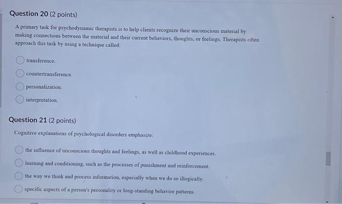 A primary task for psychodynamic therapists is to | Chegg.com