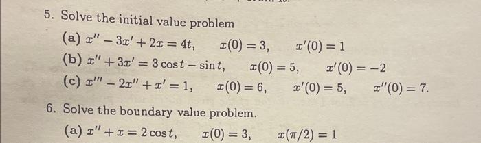 Solved 5. Solve the initial value problem (a) | Chegg.com
