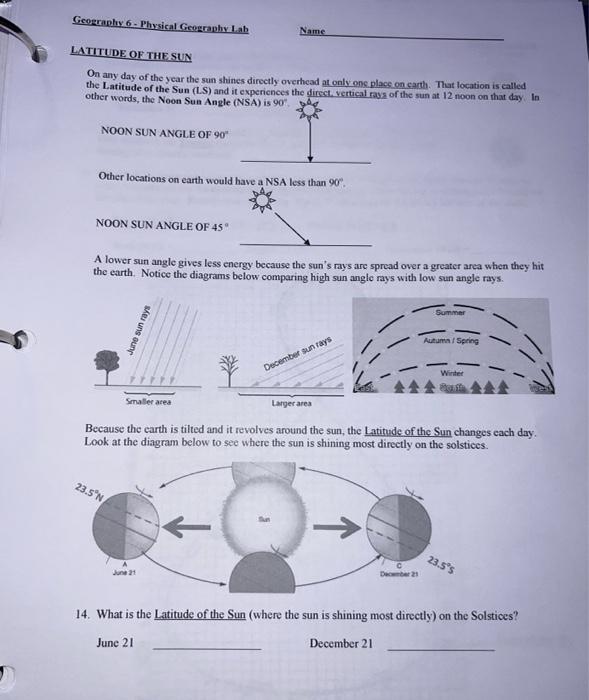 Solved Geography 6 - Physical Geography Lab Name SUMMARY OF | Chegg.com