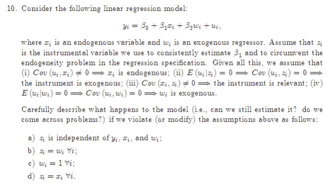 Solved Consider the following linear regression | Chegg.com