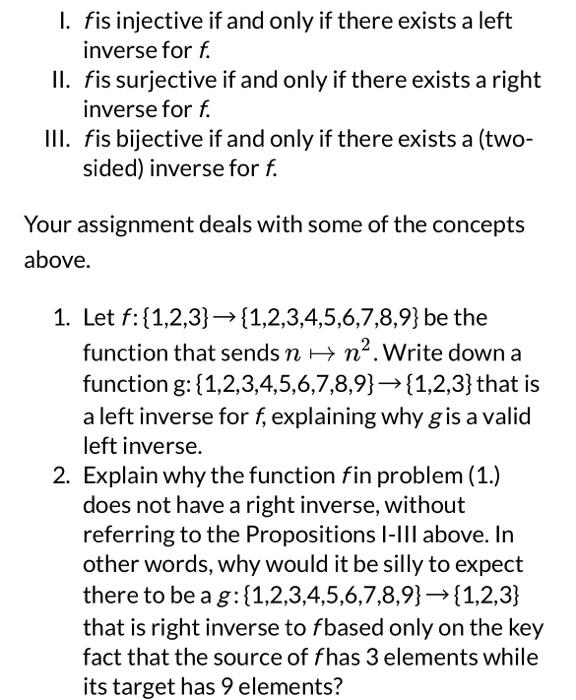 Solved inverse for t. II. f is surjective if and only if | Chegg.com