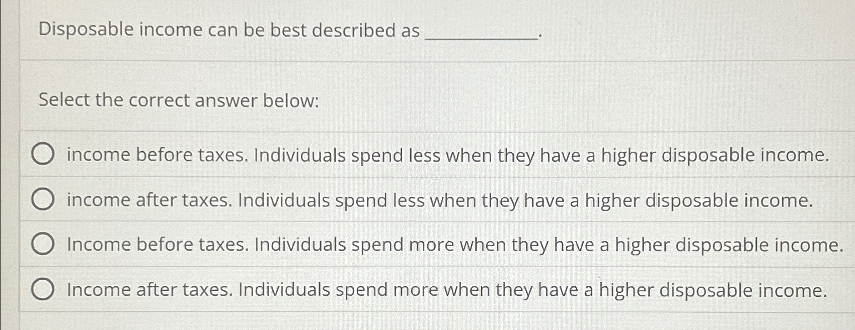 Solved Disposable income can be best described asSelect the | Chegg.com