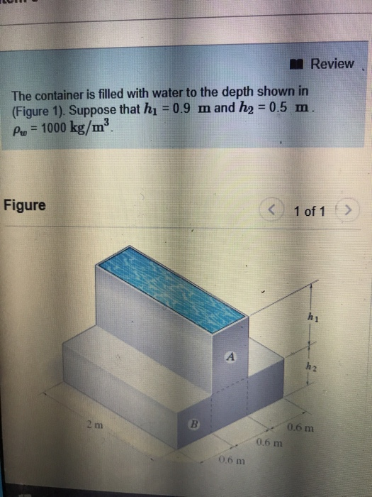 Solved Review The container is filled with water to the | Chegg.com