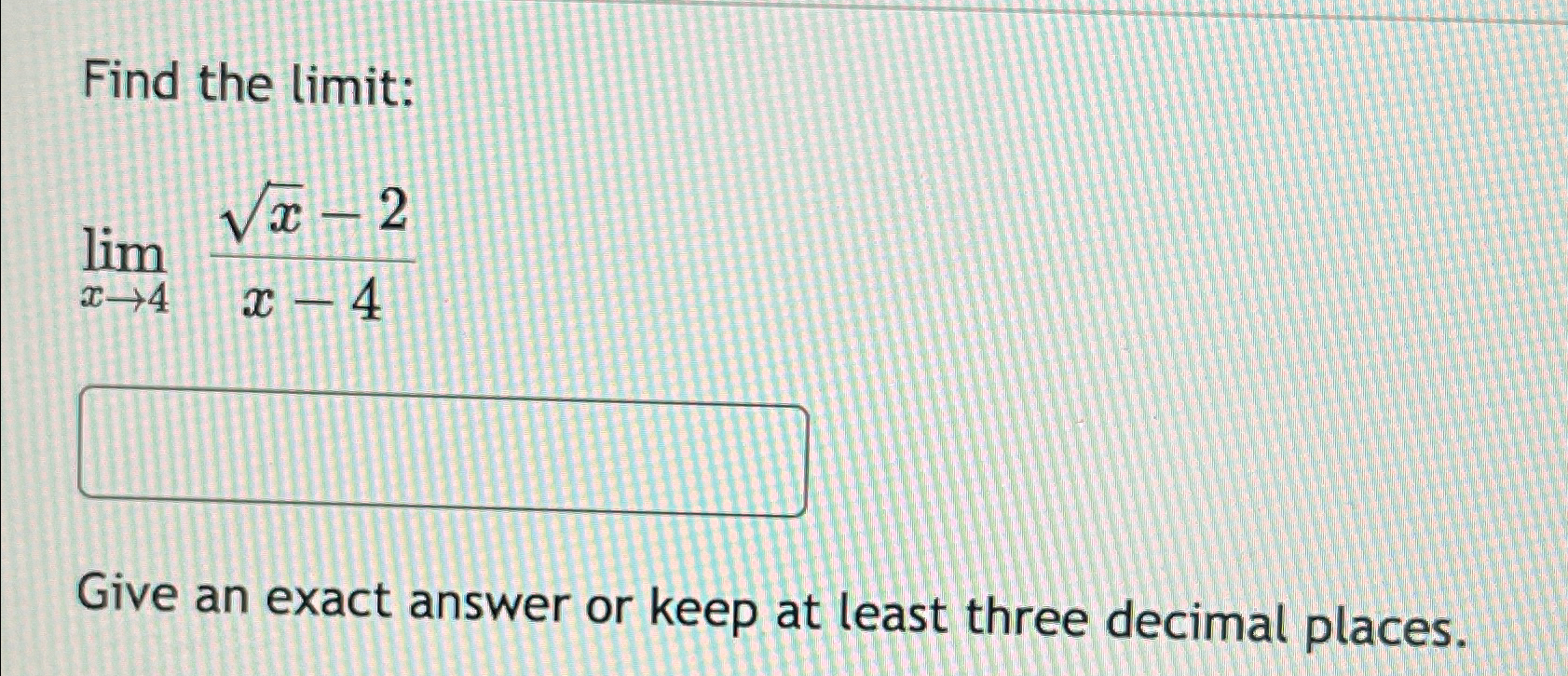 Solved Find the limit:limx→4x2-2x-4Give an exact answer or | Chegg.com