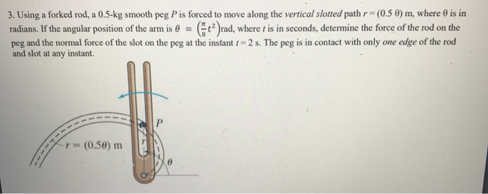 Solved 3. Using a forked rod, a 0.5-kg smooth peg Pis forced | Chegg.com