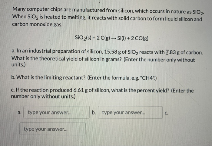 Solved Many computer chips are manufactured from silicon, | Chegg.com