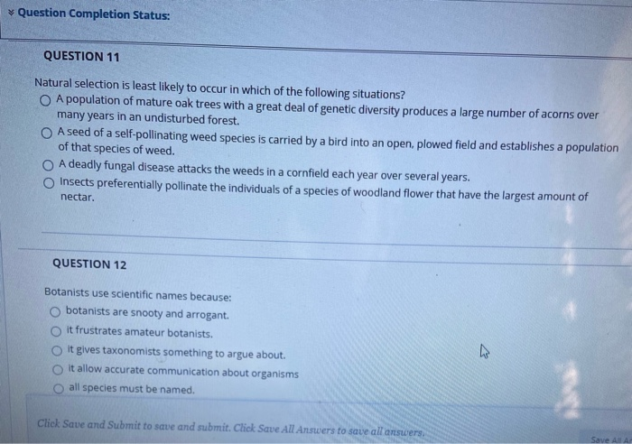 Solved Question Completion Status: QUESTION 11 Natural | Chegg.com