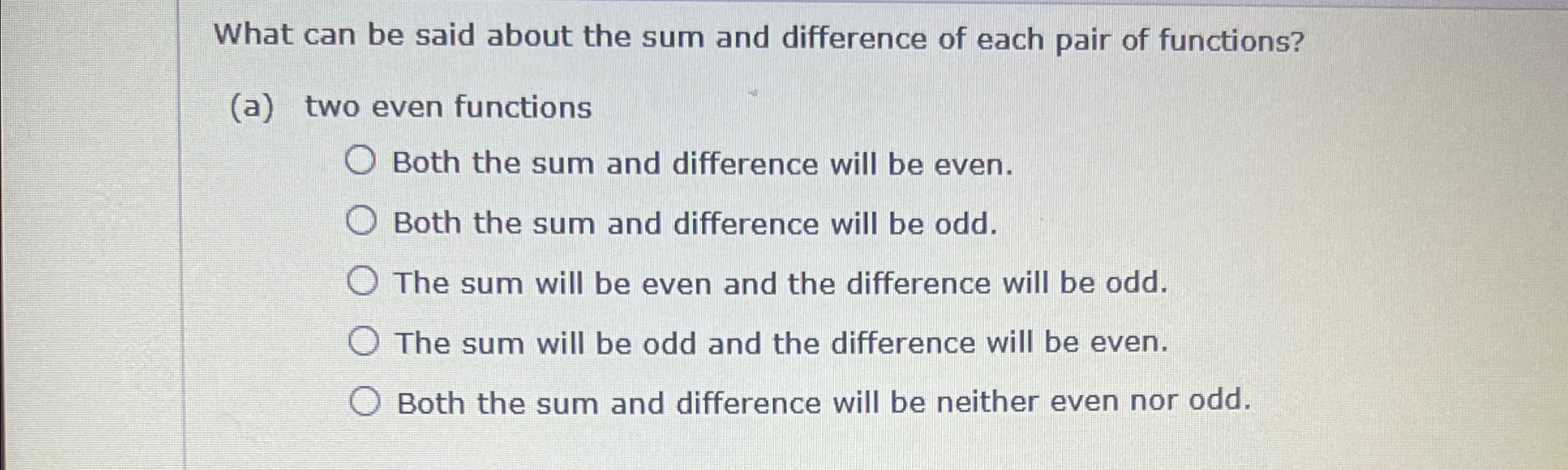 Solved What can be said about the sum and difference of each | Chegg.com