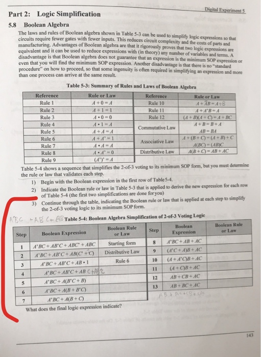 Digital Experiment 5 - Combinational Logic 5.1 | Chegg.com