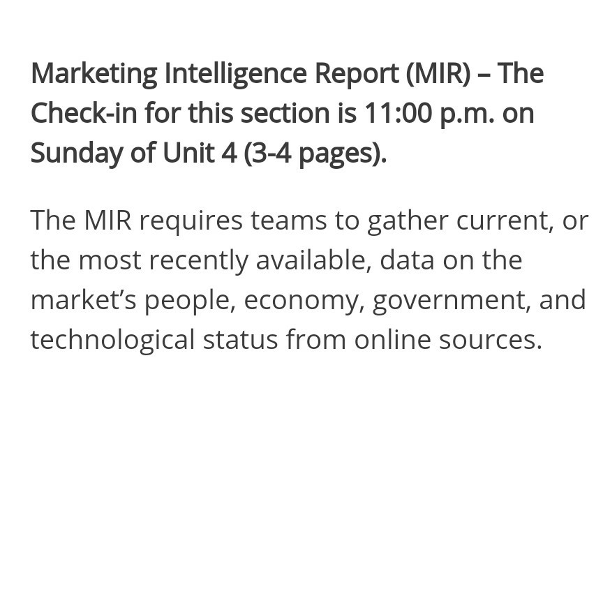 Marketing Intelligence Report (MIR) - The Check-in | Chegg.com