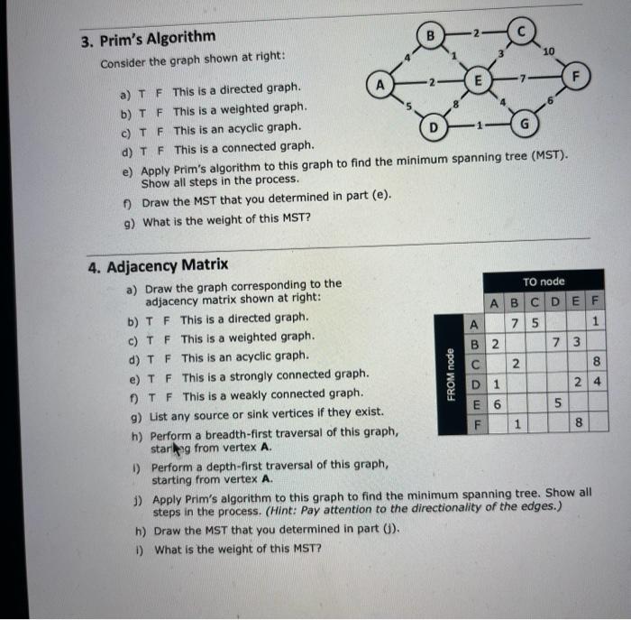 Solved 4. Adjacency Matrix a) Draw the graph corresponding | Chegg.com