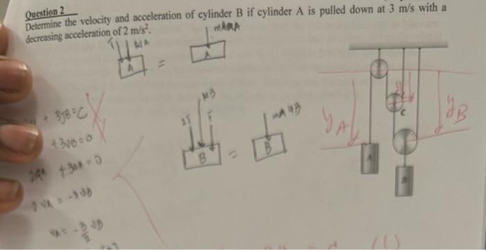 Solved Determine the velocity and acceleration of cylinder B | Chegg.com