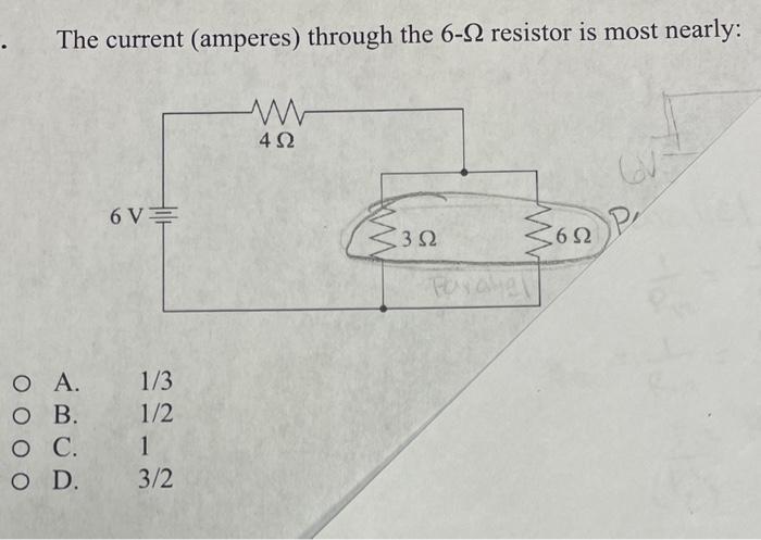 Solved The current (amperes) through the 6−Ω resistor is | Chegg.com