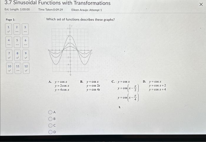 Solved Which set of functions describes these graphs? A. | Chegg.com