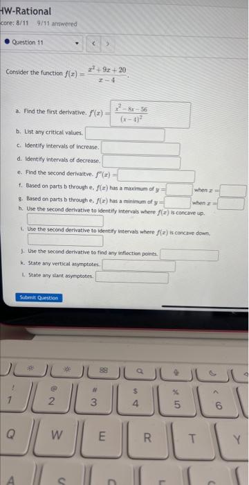 Solved Consider the function f(x) = (x ^ 2 + 9x + 20)/(x - | Chegg.com