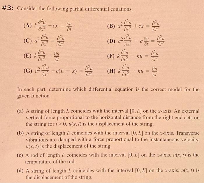Solved 3: Consider the following partial differential | Chegg.com