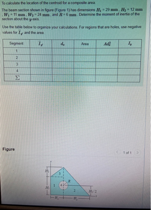 Solved To calculate the location of the centroid for a | Chegg.com