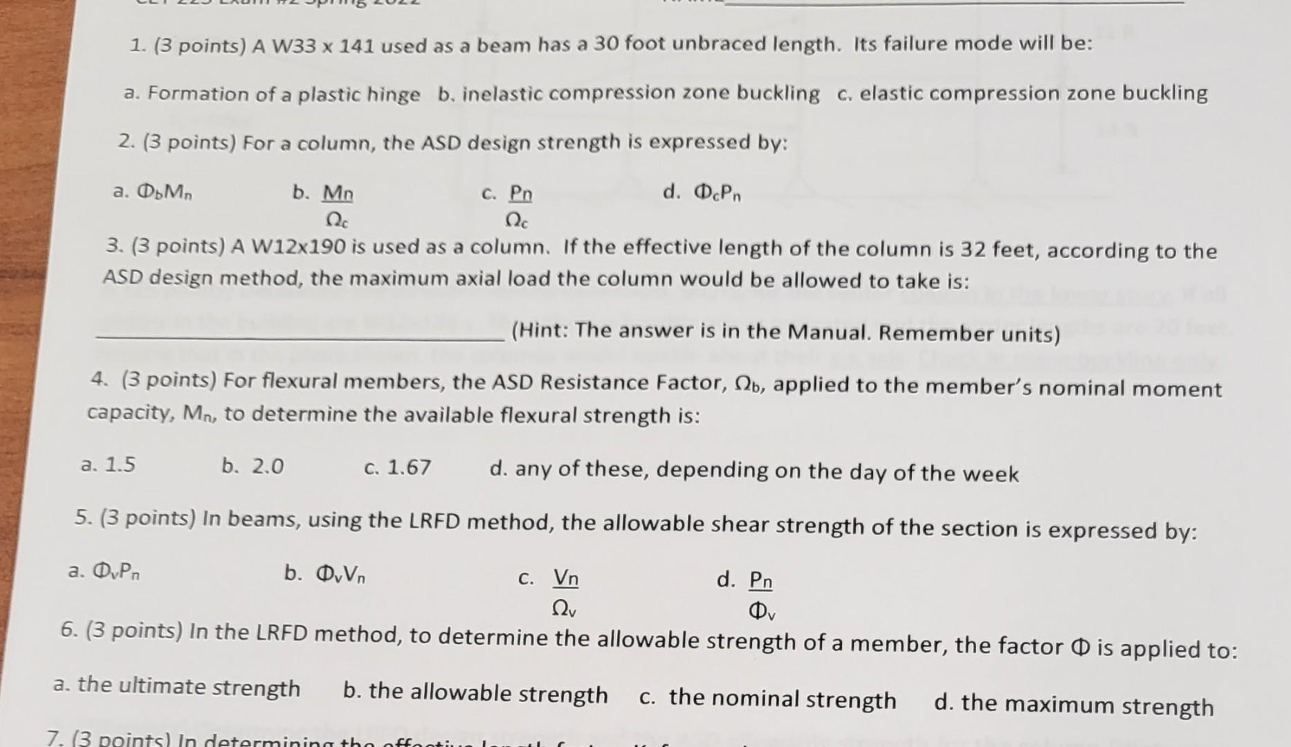Solved 1. (3 points) A W33 x 141 used as a beam has a 30 | Chegg.com