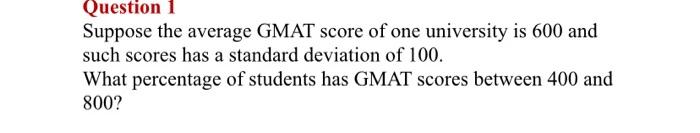 Solved Suppose the average GMAT score of one university is | Chegg.com