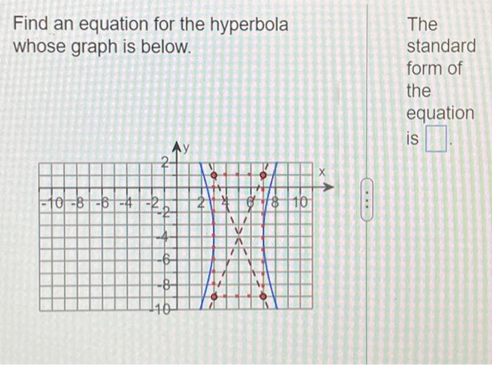 Solved Find an equation for the hyperbola The whose graph is | Chegg.com