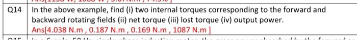 Solved Q14 In the above example, find (i) two internal | Chegg.com