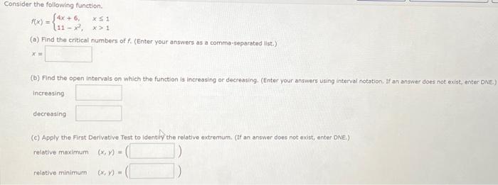 Solved Consider the following function. | Chegg.com