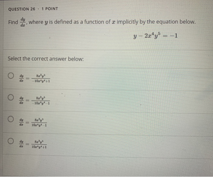 Solved Find dy/dx, where y is defined as a function of x | Chegg.com