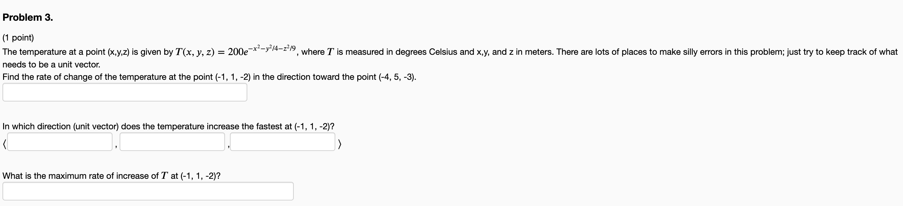 Solved Problem 3.(1 ﻿point) ﻿needs to be a unit vector.Find | Chegg.com