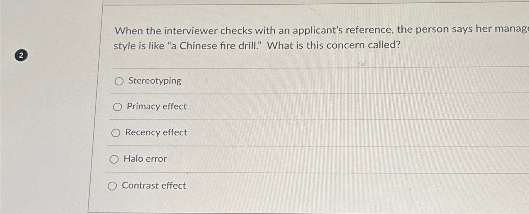 Solved When the interviewer checks with an applicant's | Chegg.com