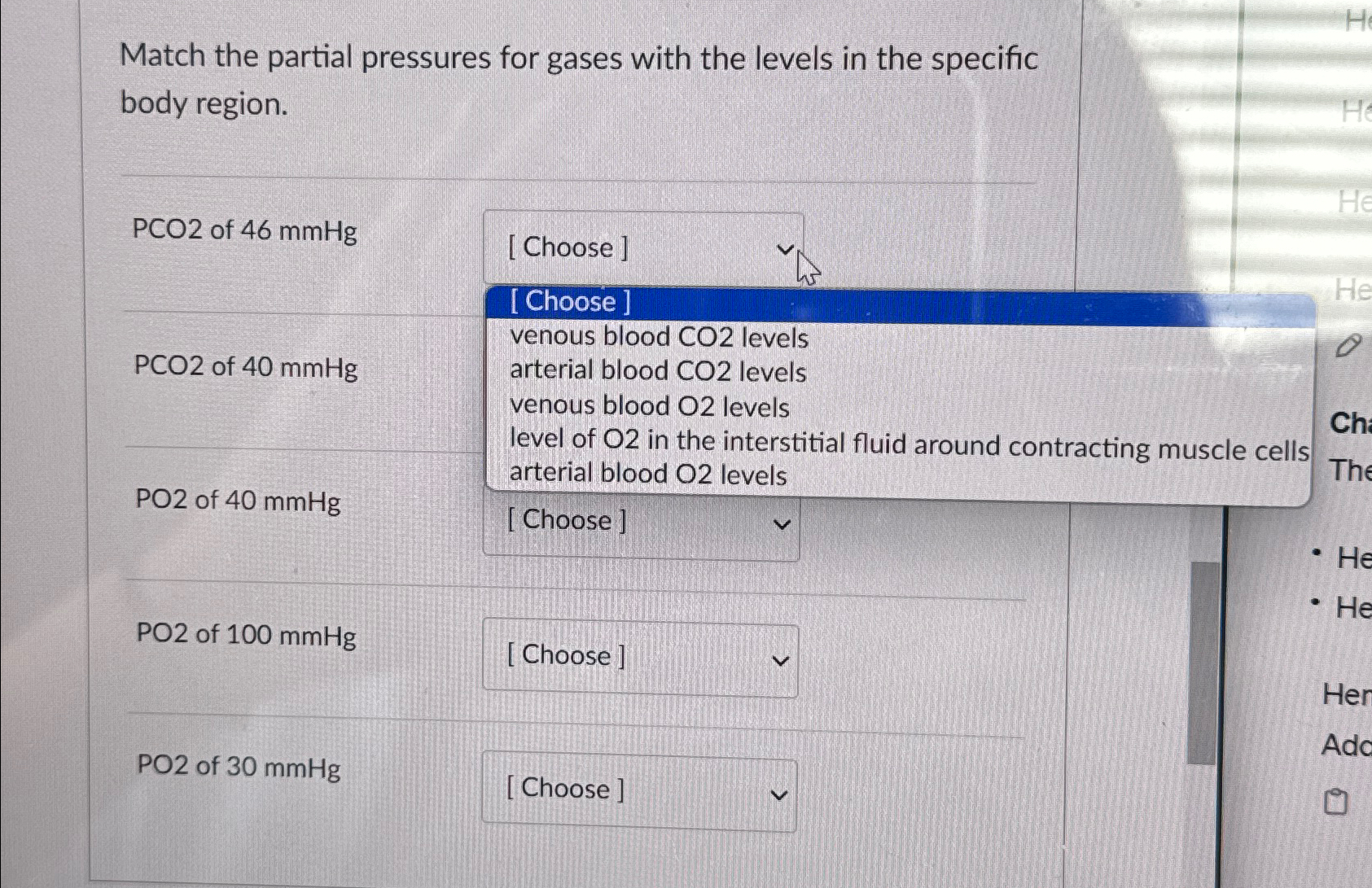 Solved Match the partial pressures for gases with the levels | Chegg.com