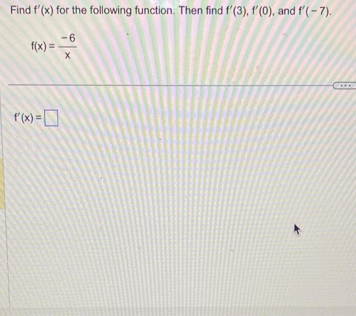 Solved Find f′(x) for the following function. Then find | Chegg.com