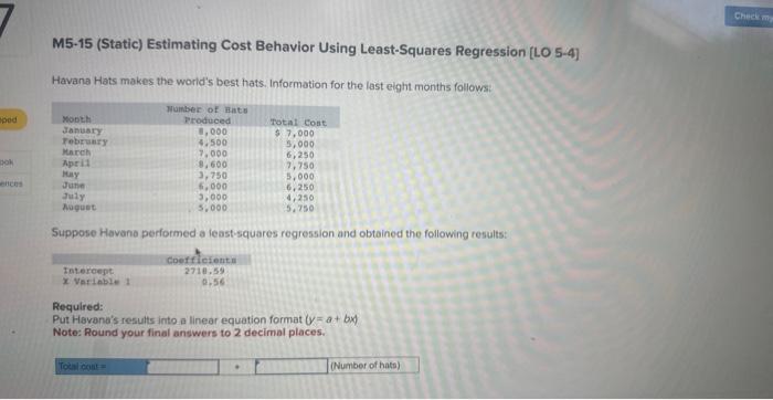 Solved M5-15 (Static) Estimating Cost Behavior Using | Chegg.com