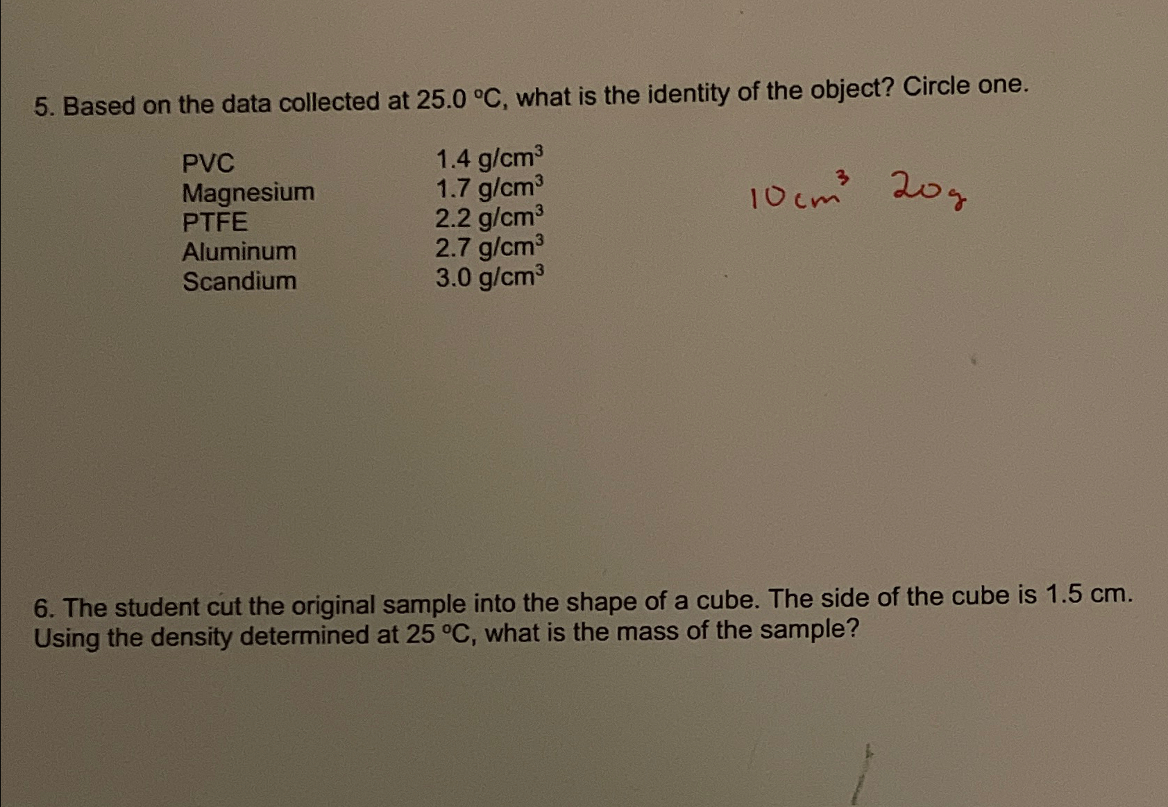 Solved Based on the data collected at 25.0°C, ﻿what is the | Chegg.com