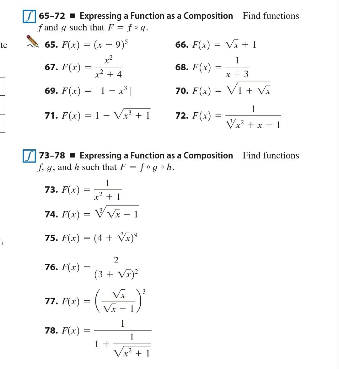 Solved 65-72 Expressing a Function as a Composition Find | Chegg.com