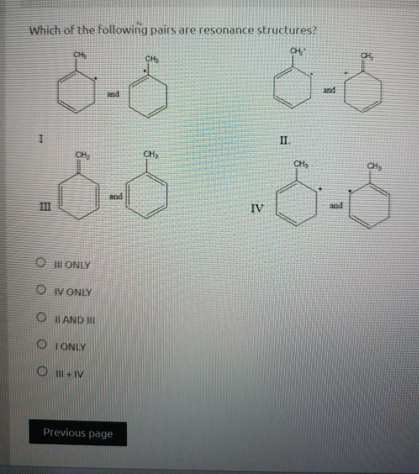 Solved Which of the following pairs are resonance | Chegg.com