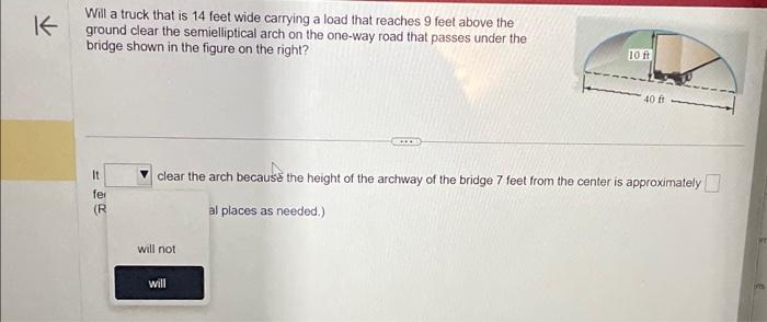 Solved Will a truck that is 14 feet wide carrying a load | Chegg.com