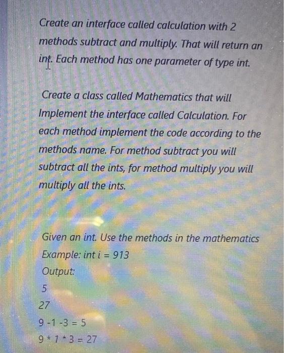 Solved Java Pleasecreate An Interface Called Calculation 2533