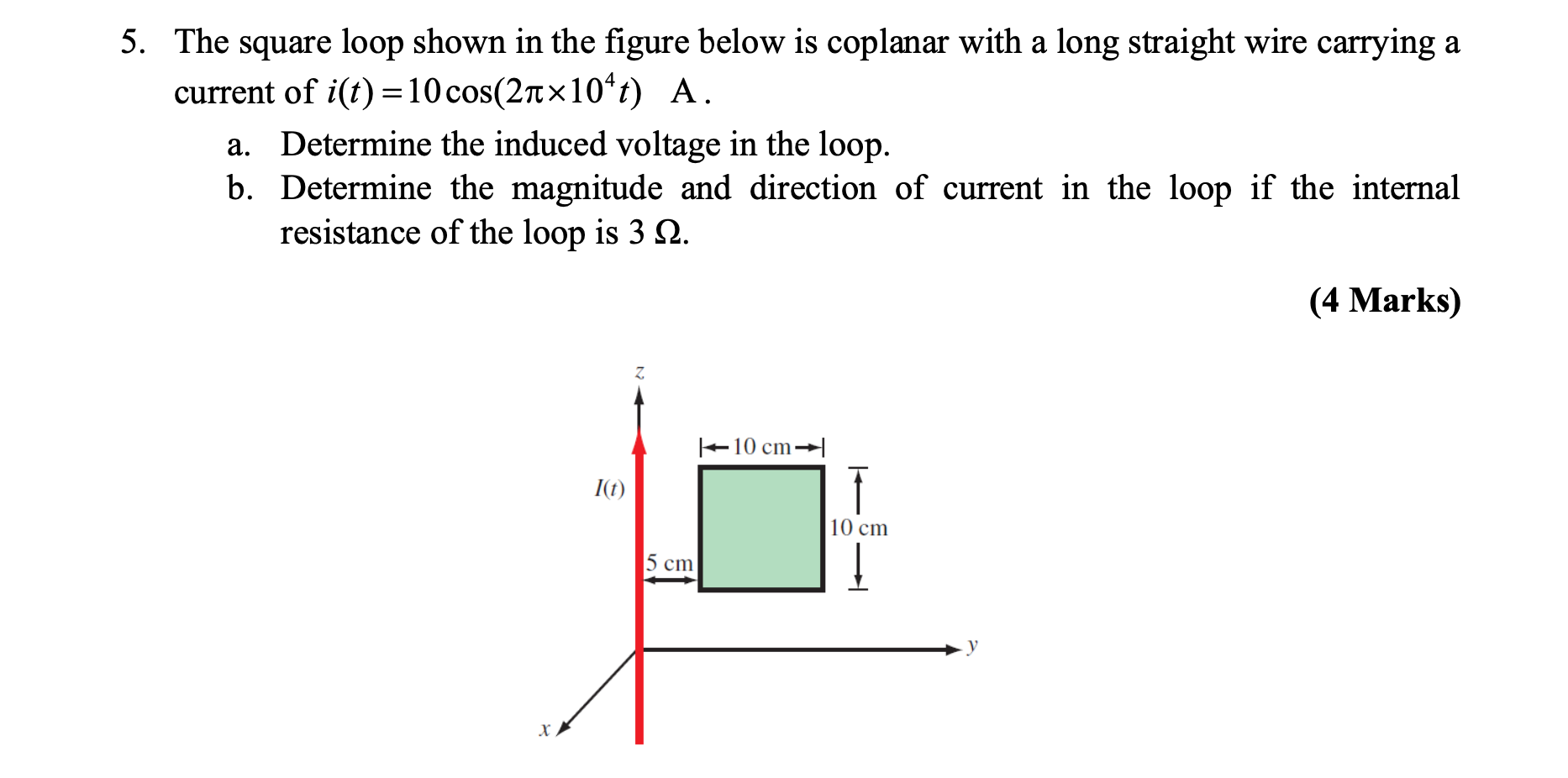 Solved The square loop shown in the figure below is coplanar | Chegg.com