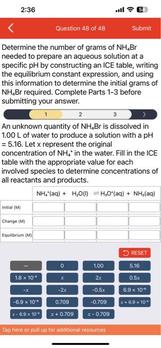 Solved Determine the number of grams of NH4Br needed to | Chegg.com
