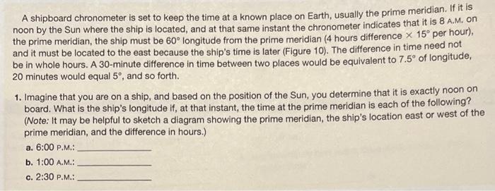 Solved ACTIVITY 8B Using a Chronometer to Determine | Chegg.com
