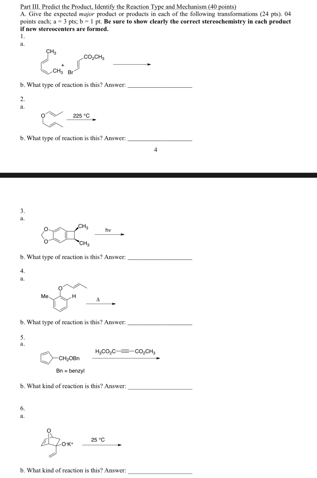 Solved Part III. Predict the Product, Identify the Reaction | Chegg.com