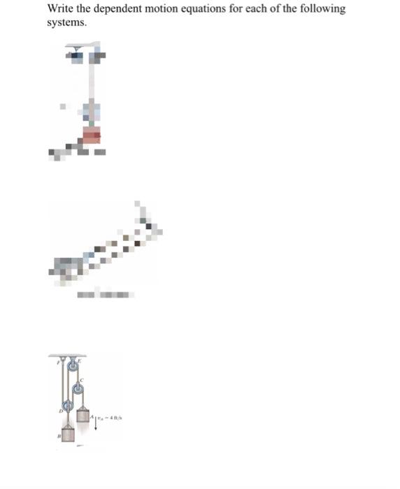Solved Write the dependent motion equations for each of the | Chegg.com