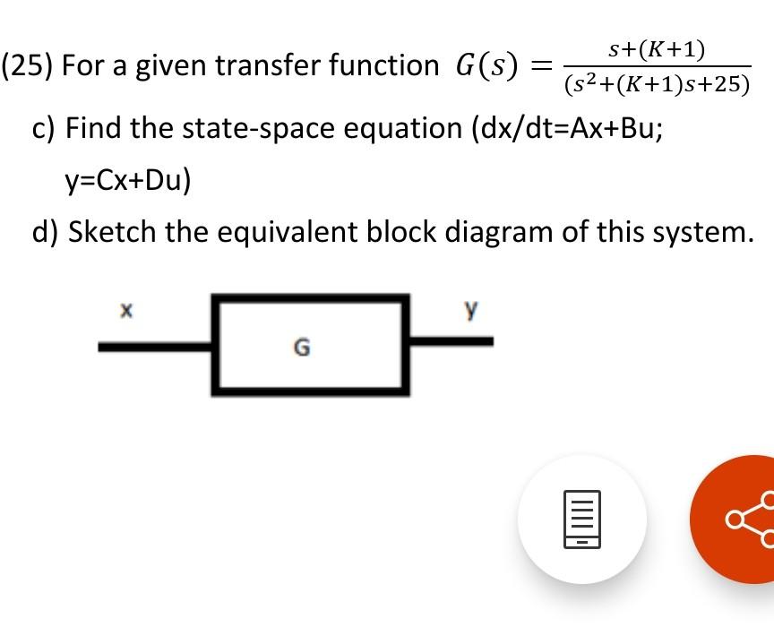 Solved (25) For a given transfer function | Chegg.com