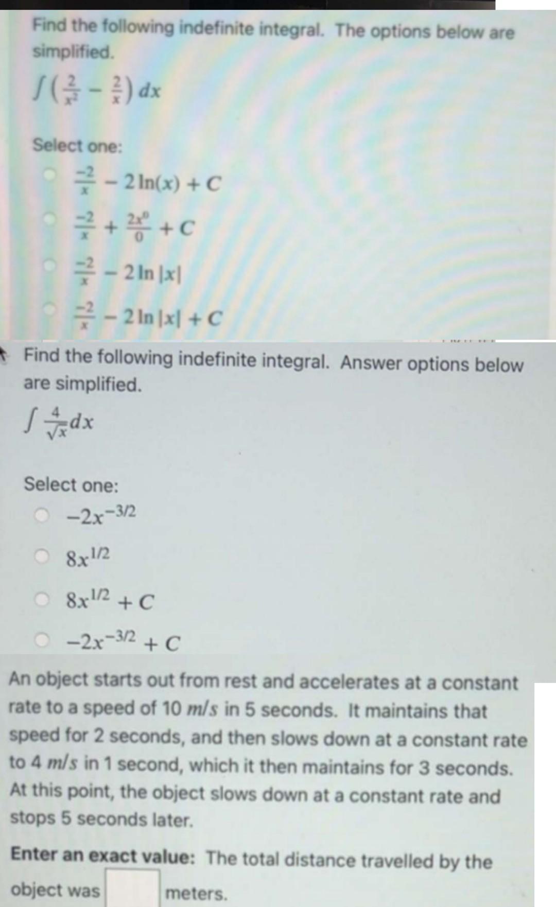 Solved Find the following indefinite integral. The options | Chegg.com